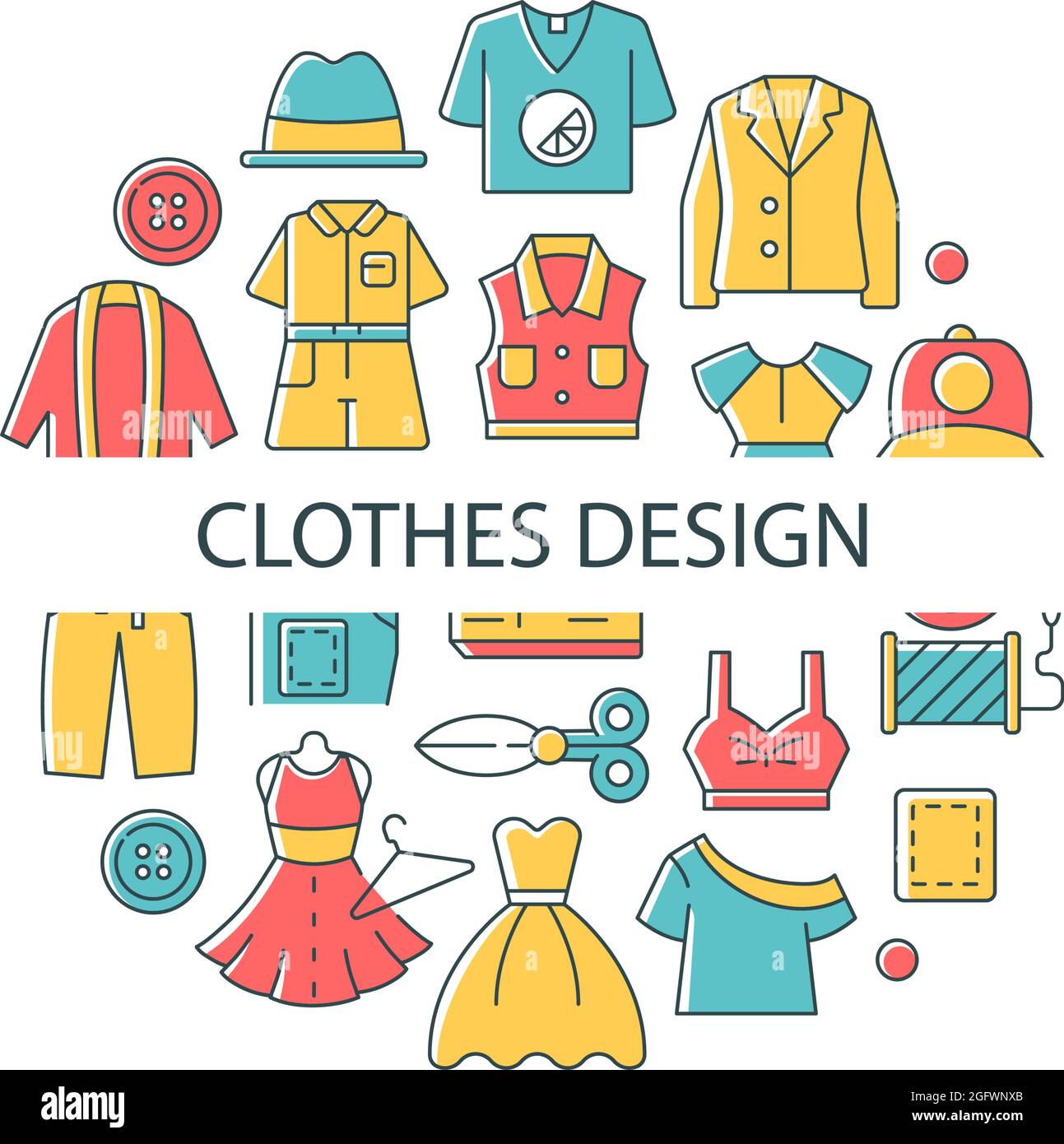 Clothes design abstract color concept layout with headline Stock Vector ...