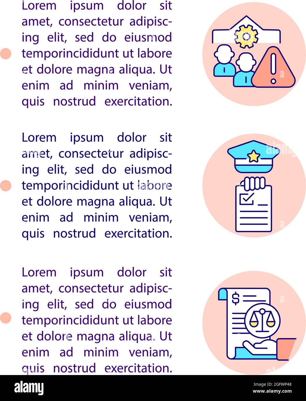 Fines for companies concept line icons with text Stock Vector Image ...