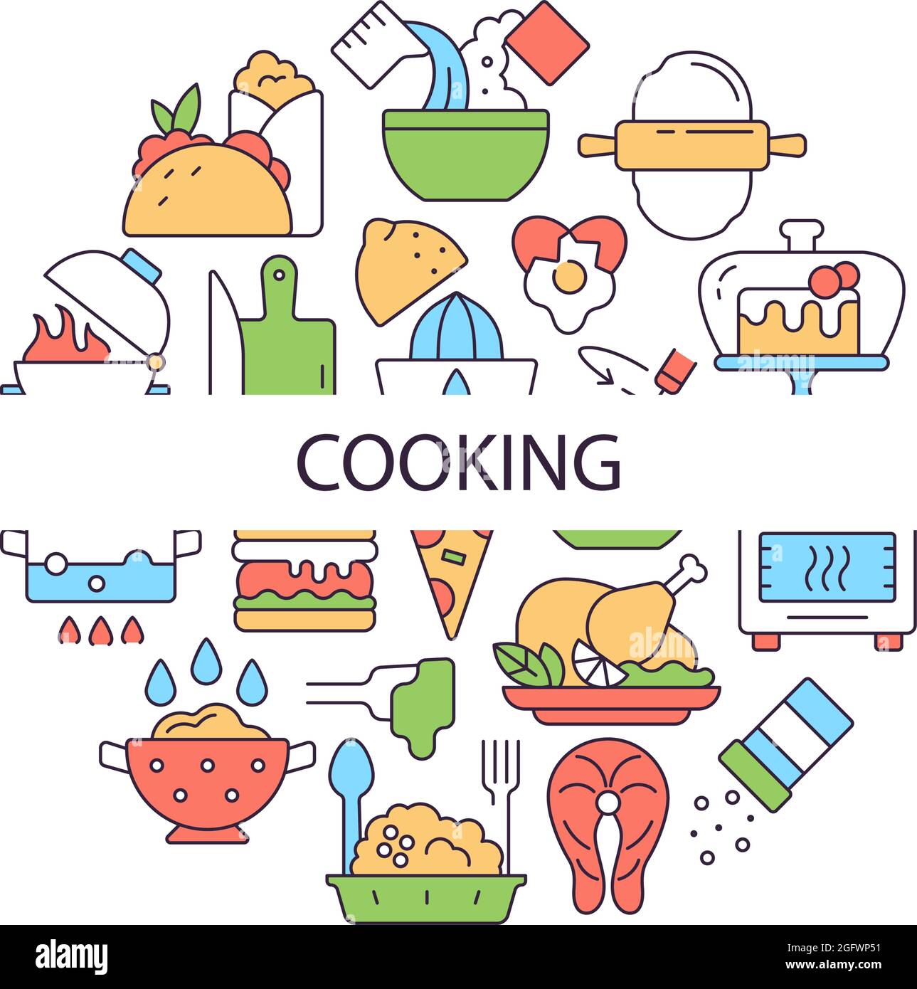 Cooking abstract color concept layout with headline Stock Vector Image ...
