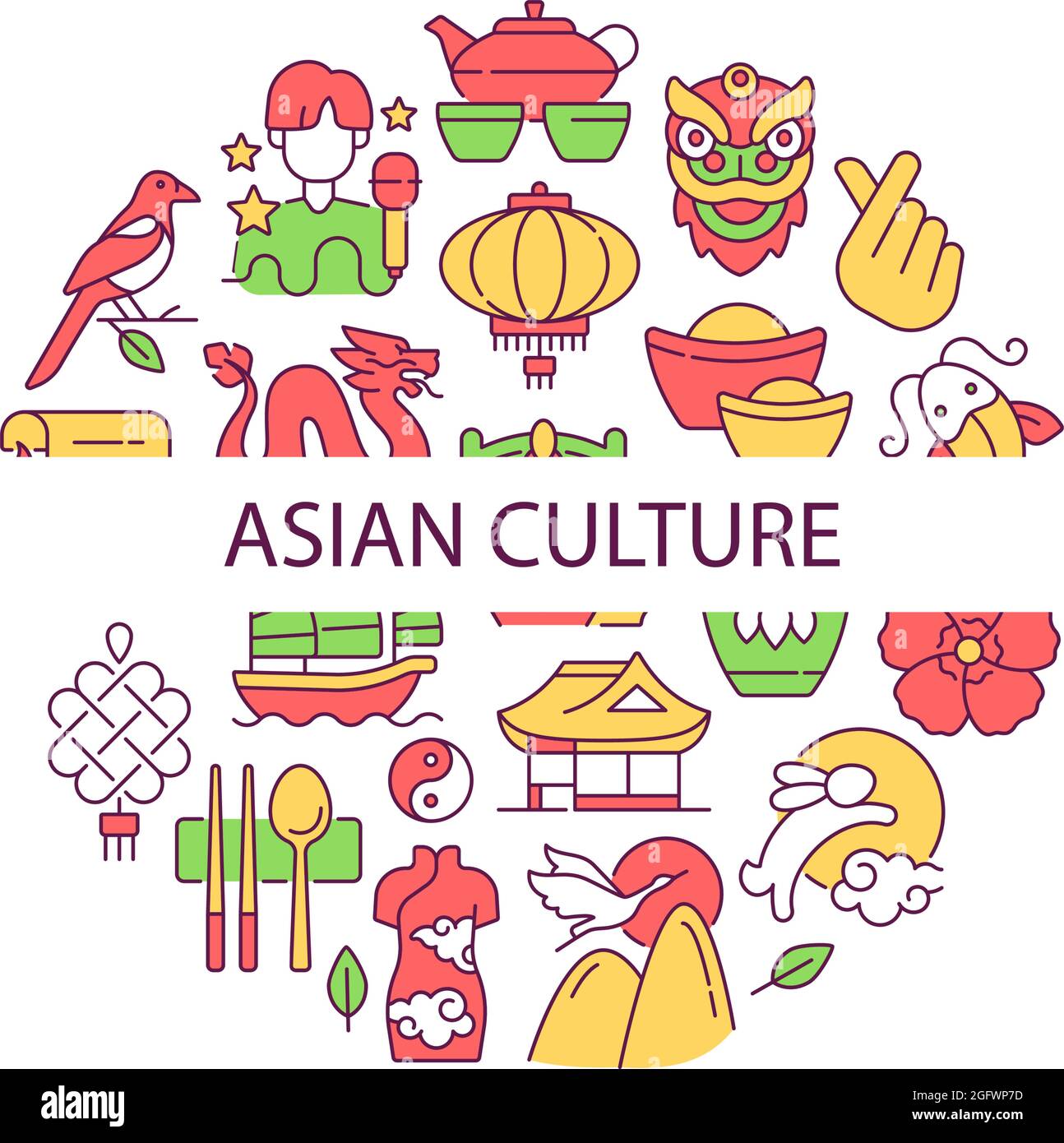 Asian culture abstract color concept layout with headline Stock Vector ...