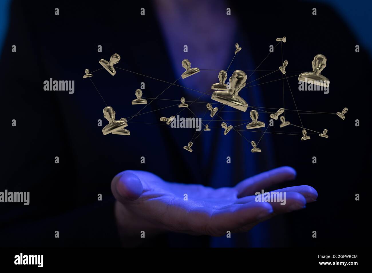 Hand holding icons connected to each other - the concept of digital ...