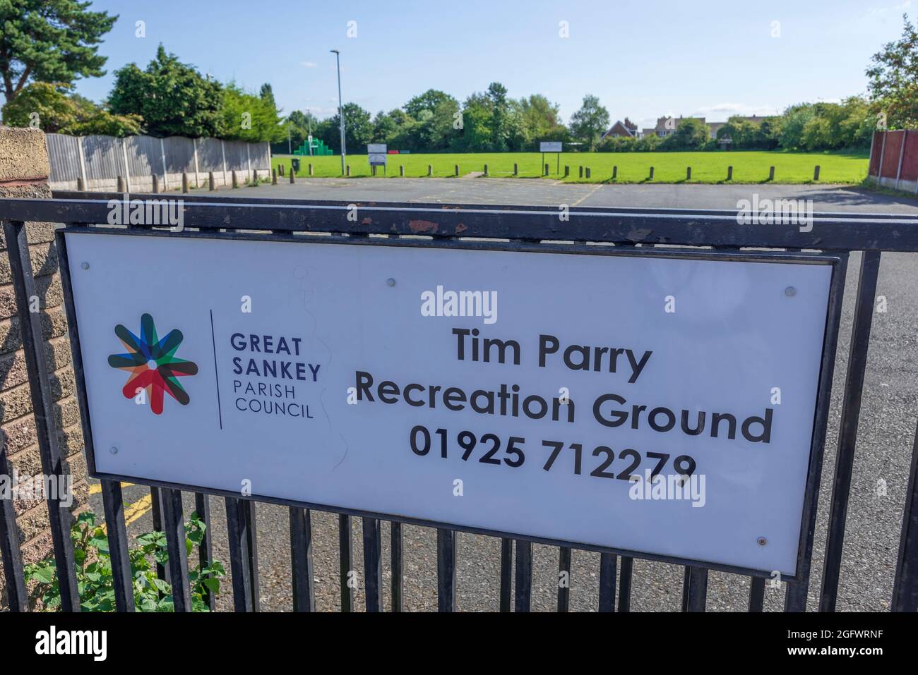 Tim Parry park sign in Great Sankey. Commemorating teenager Tim Parry ...