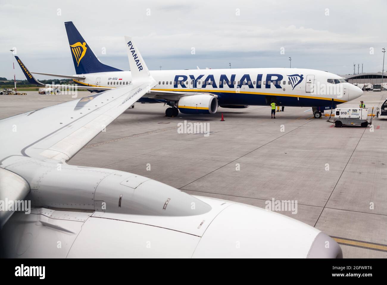 Ryanair Airlines Airbus A320 seen on the landing area. Krakow John Paul ...