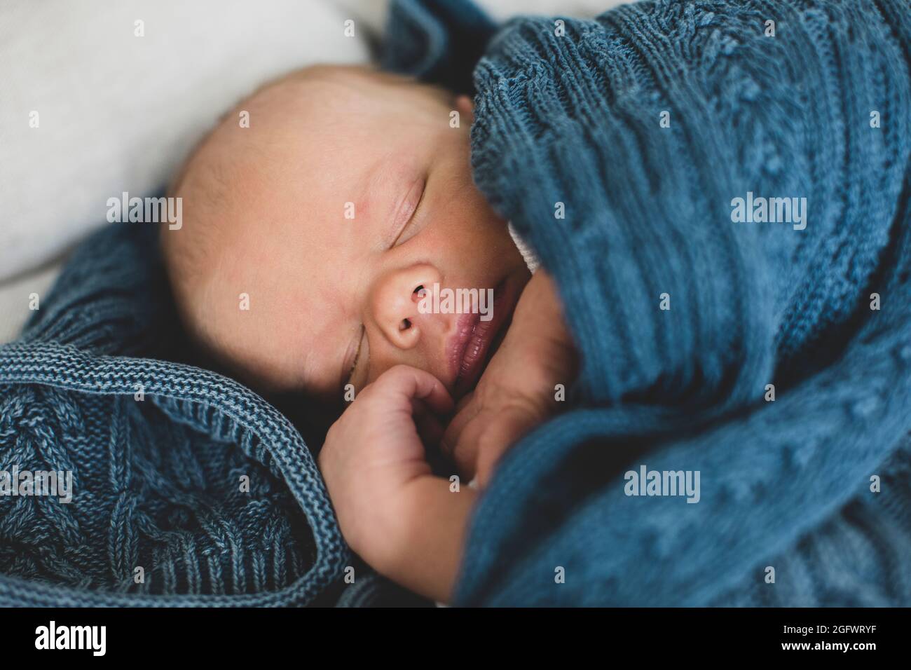 High angle view of baby sleeping Stock Photo - Alamy