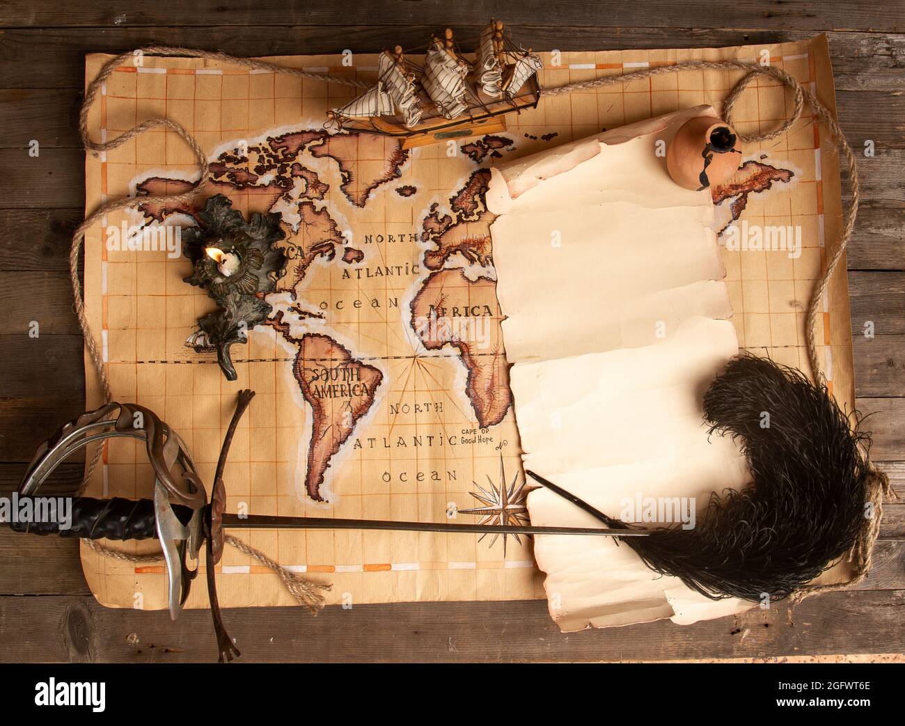 Vintage caribbean map and compass hi-res stock photography and images ...