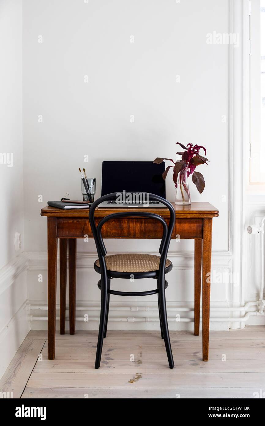View of laptop on desk Stock Photo - Alamy