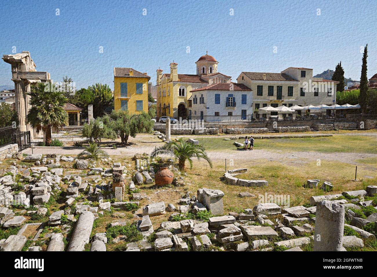 Landscape with panoramic view of the Roman Forum an ancient historic ...