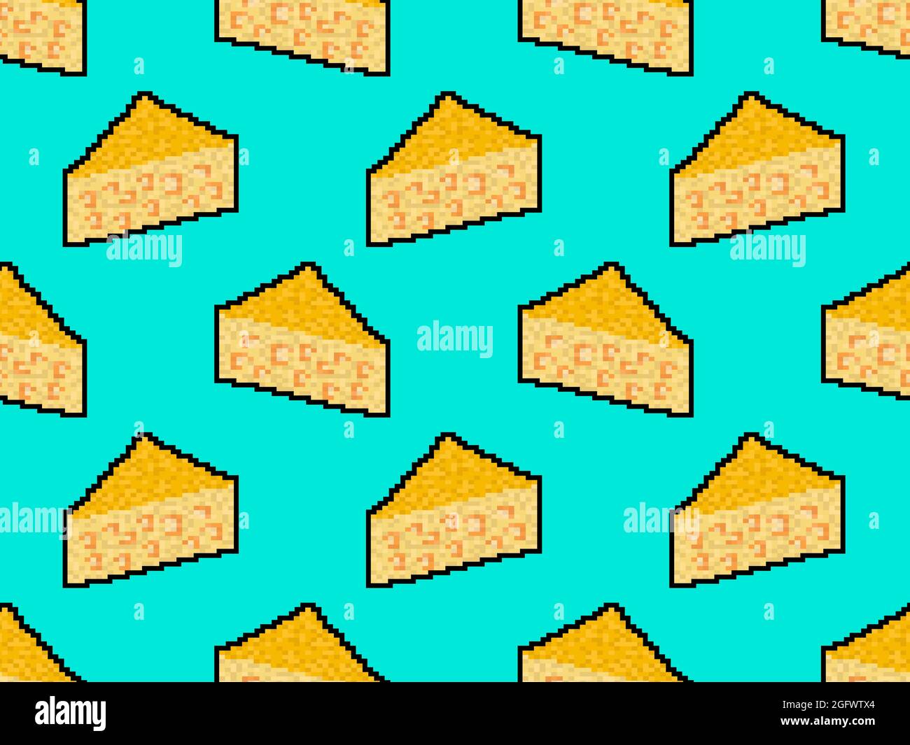 Cheese 8 bit pixel art seamless pattern. Pixel cheese with holes in 8 ...