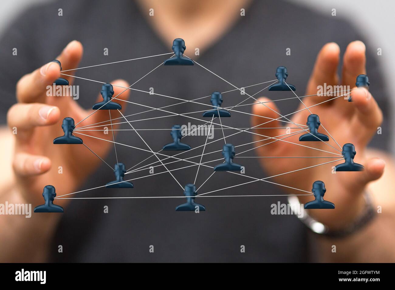 Hand holding icons connected to each other - the concept of digital ...