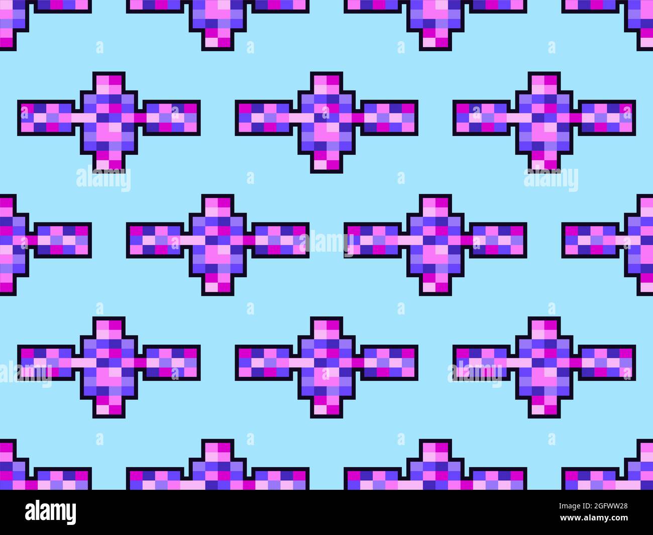Satellite pixel art seamless pattern. Space satellite 8 bit graphics ...
