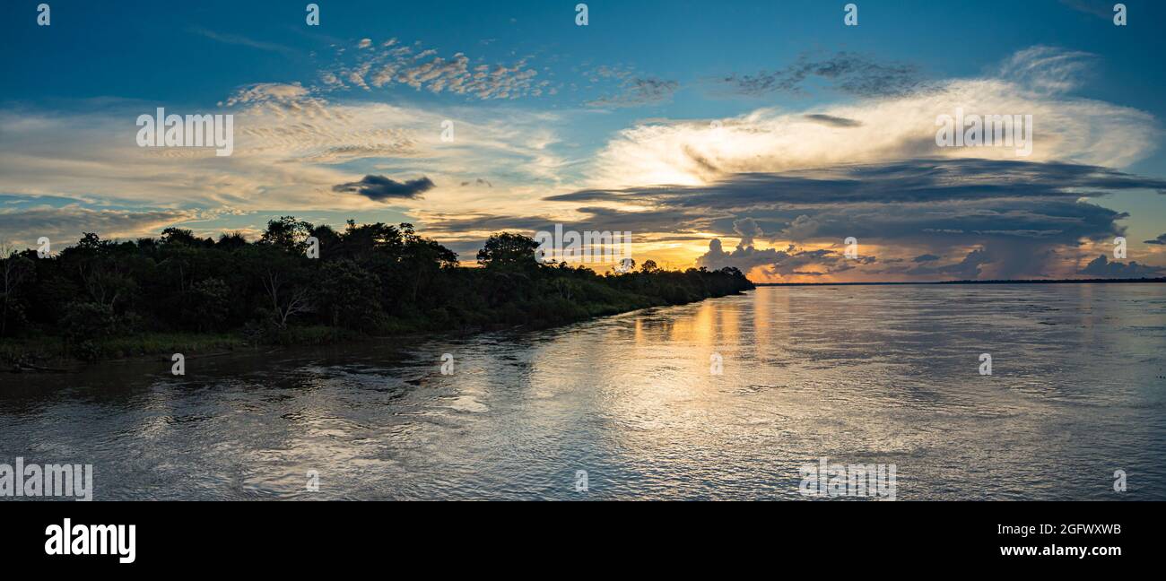 Amazon River and beautiful clouds over the Amazon jungle. Amazonia ...