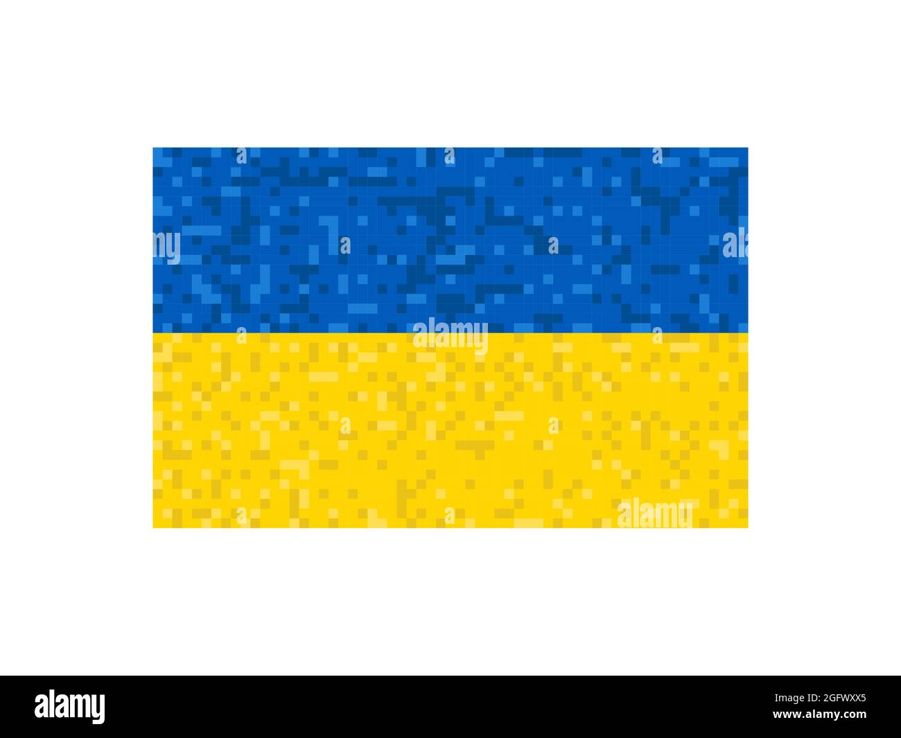 Ukrainian flag pixel art. 8-bit Ukraine flag sign. Design for a festive ...