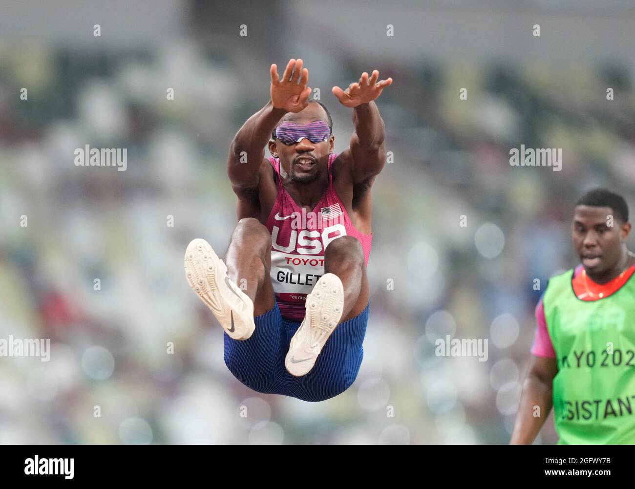August 27, 2021: Lex Gillette from USA at long jump during athletics at ...