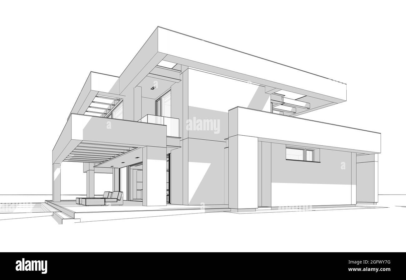 Patio residential building terrace Black and White Stock Photos ...