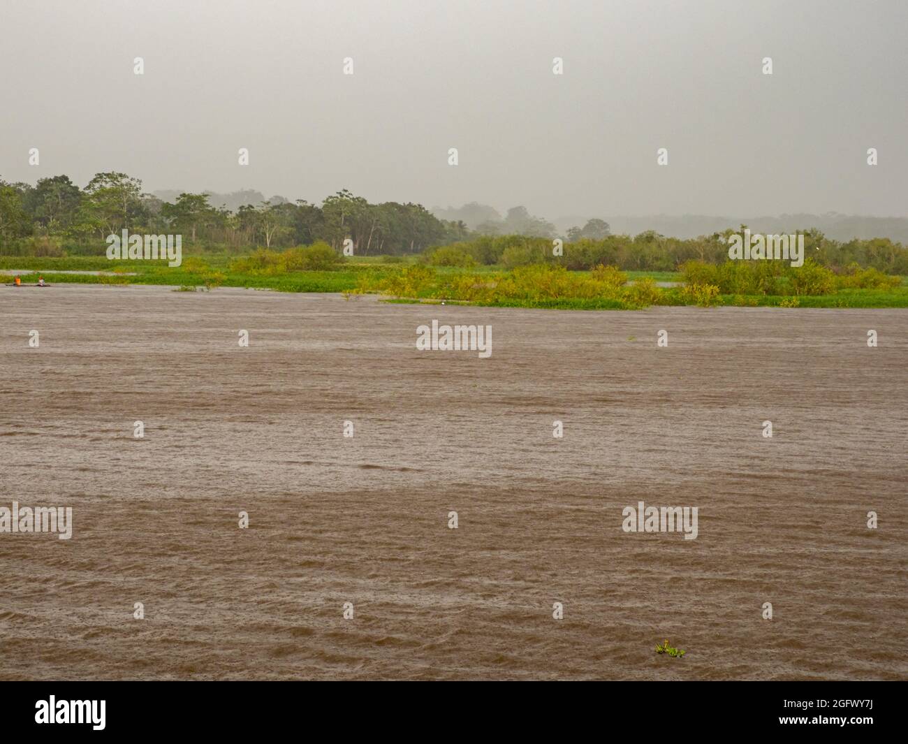 Rainy day inthe magic Amazonia. Amazon river - the queen of rivers ...
