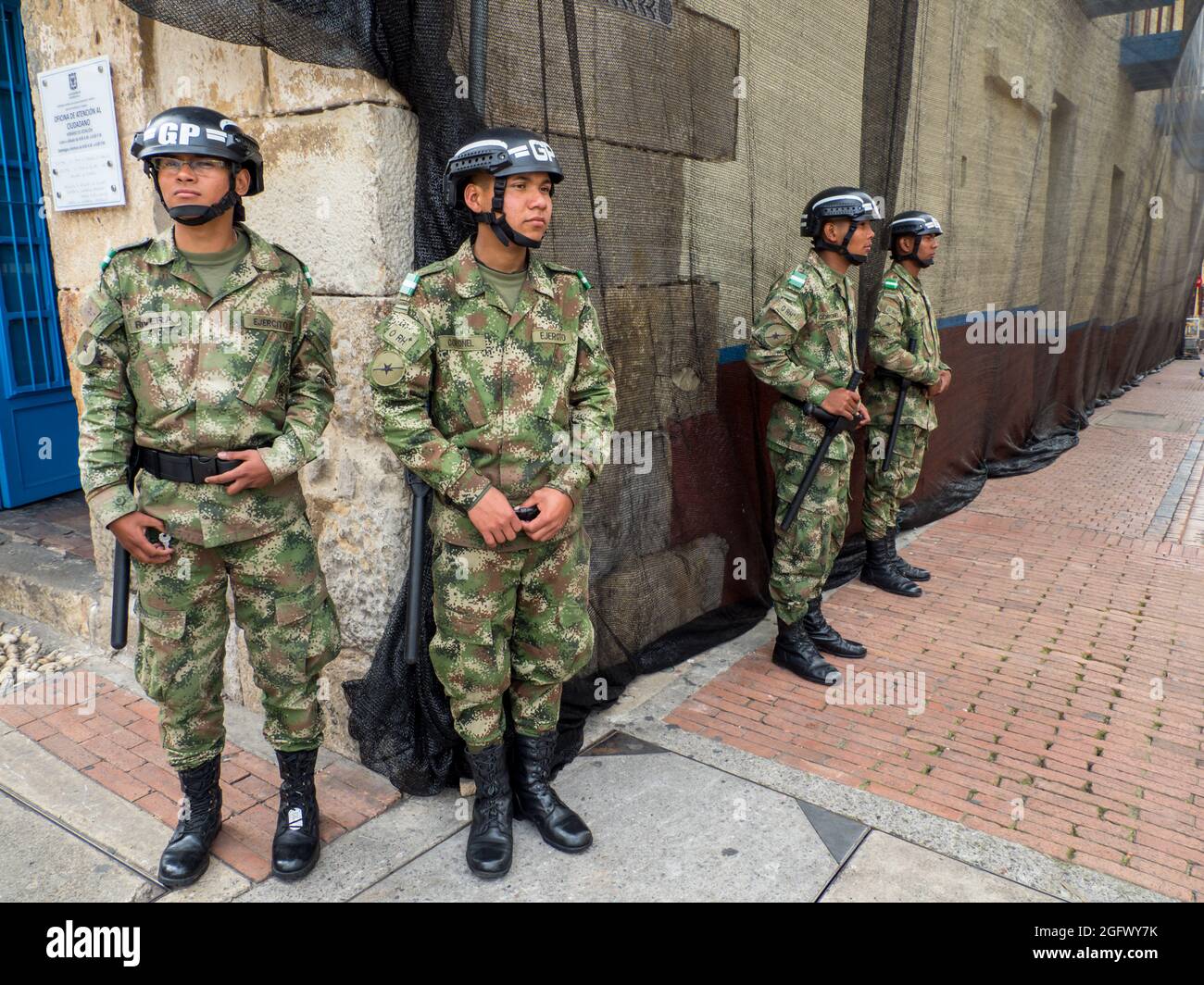 Bogota, Colombia - Nov, 2019: Armed riot police on the streets of ...
