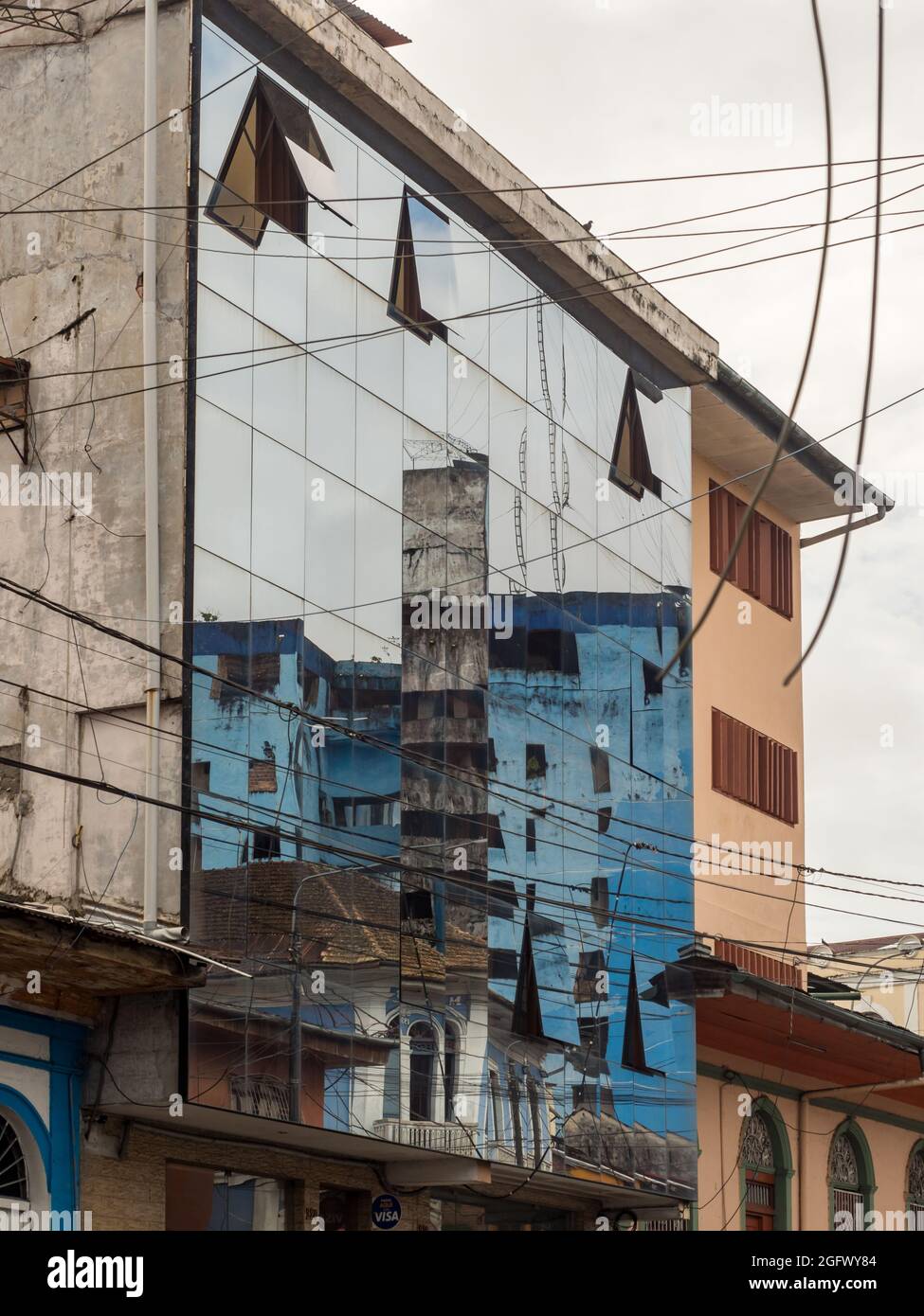 Iquitos, Peru - Dec,2019: The abandoned, unfinished, blue building is ...