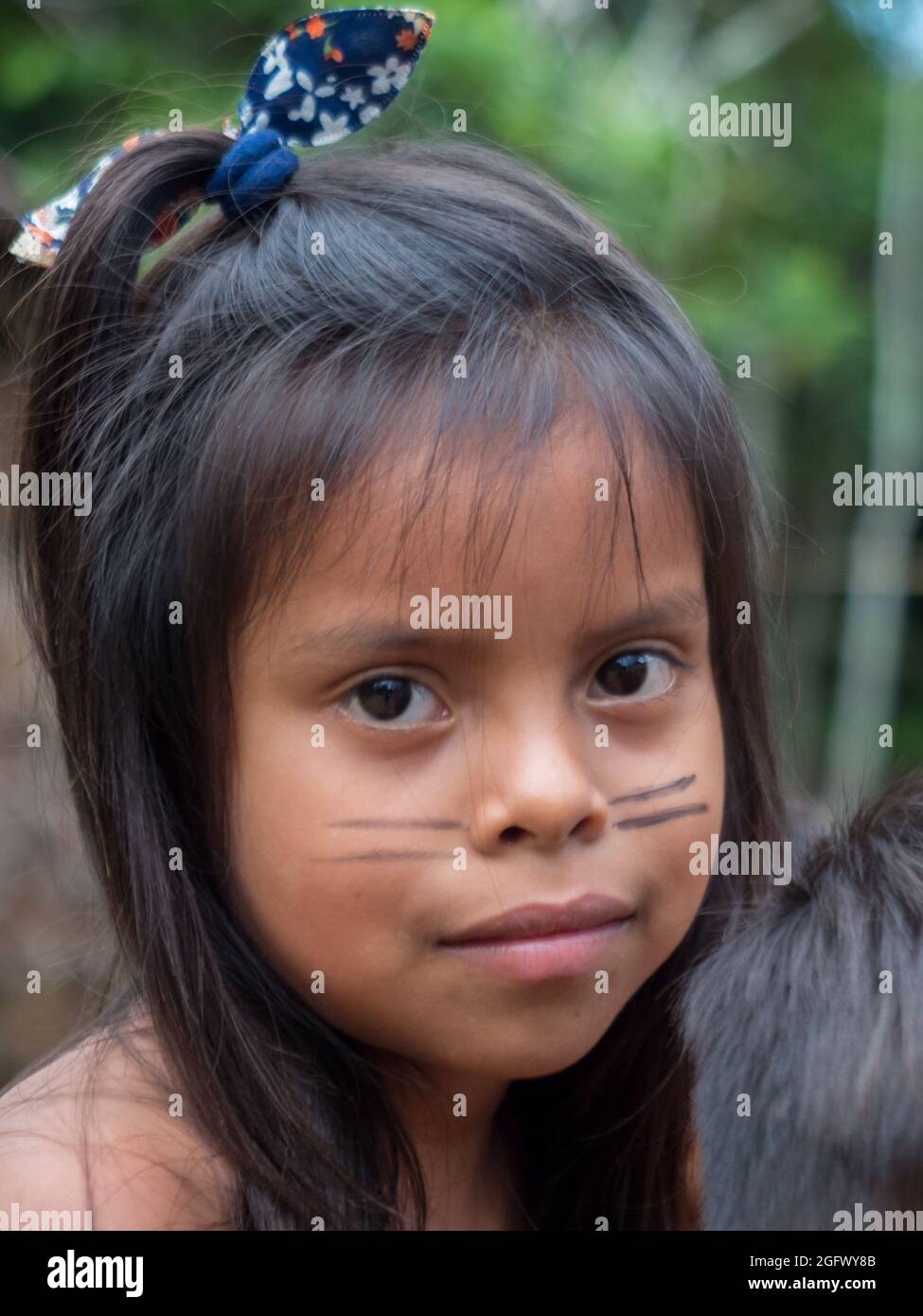 Iquitos Peru Dec 2019 Portrait Of Girl An Inhabitant Of The Peru Bora Tribe Nativa Bora