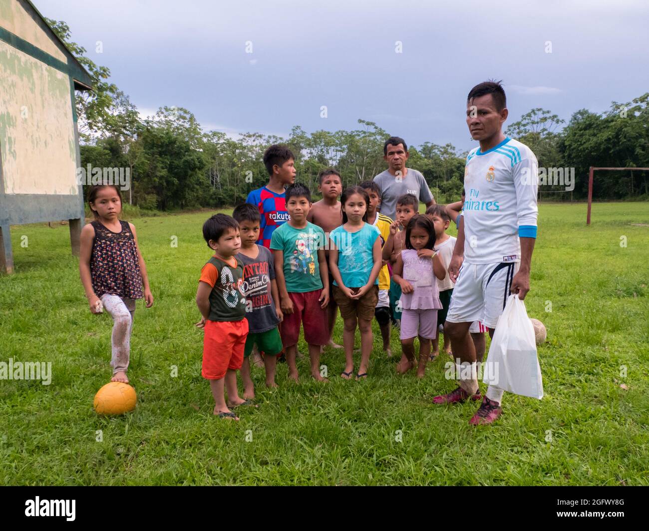 Santa Rita, Peru - Dec 2019: Group of the children from the school with ...