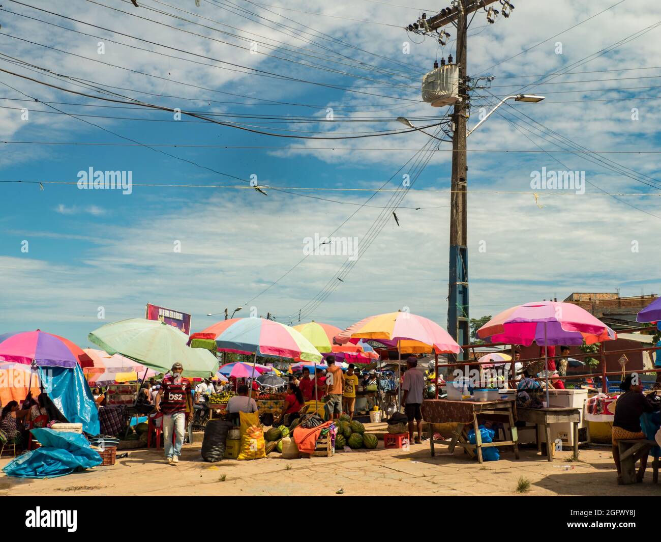 Tabatinga, Brazil - Nov 2019: Bazaar in the port on the banks of the ...