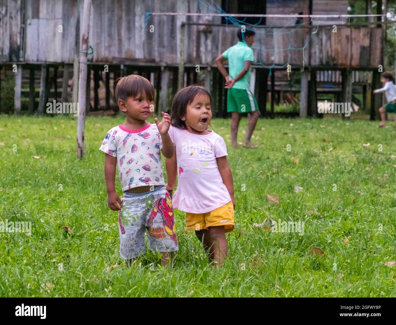 Santa Rita, Peru - Dec 2019: Portrait of a girl and boy, a local ...