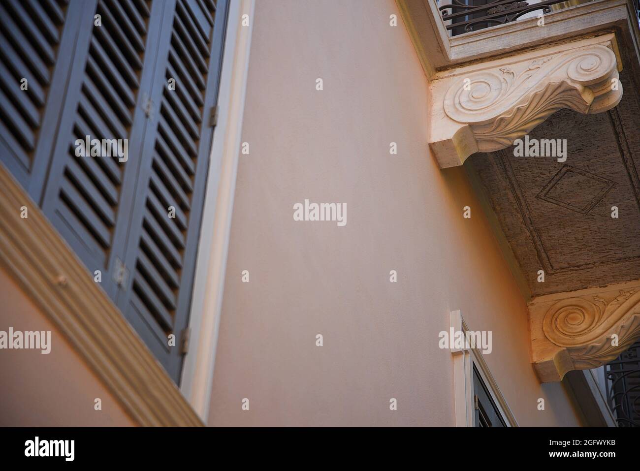 Neoclassical house Ionic order sculpted marble balcony in Thiseio ...