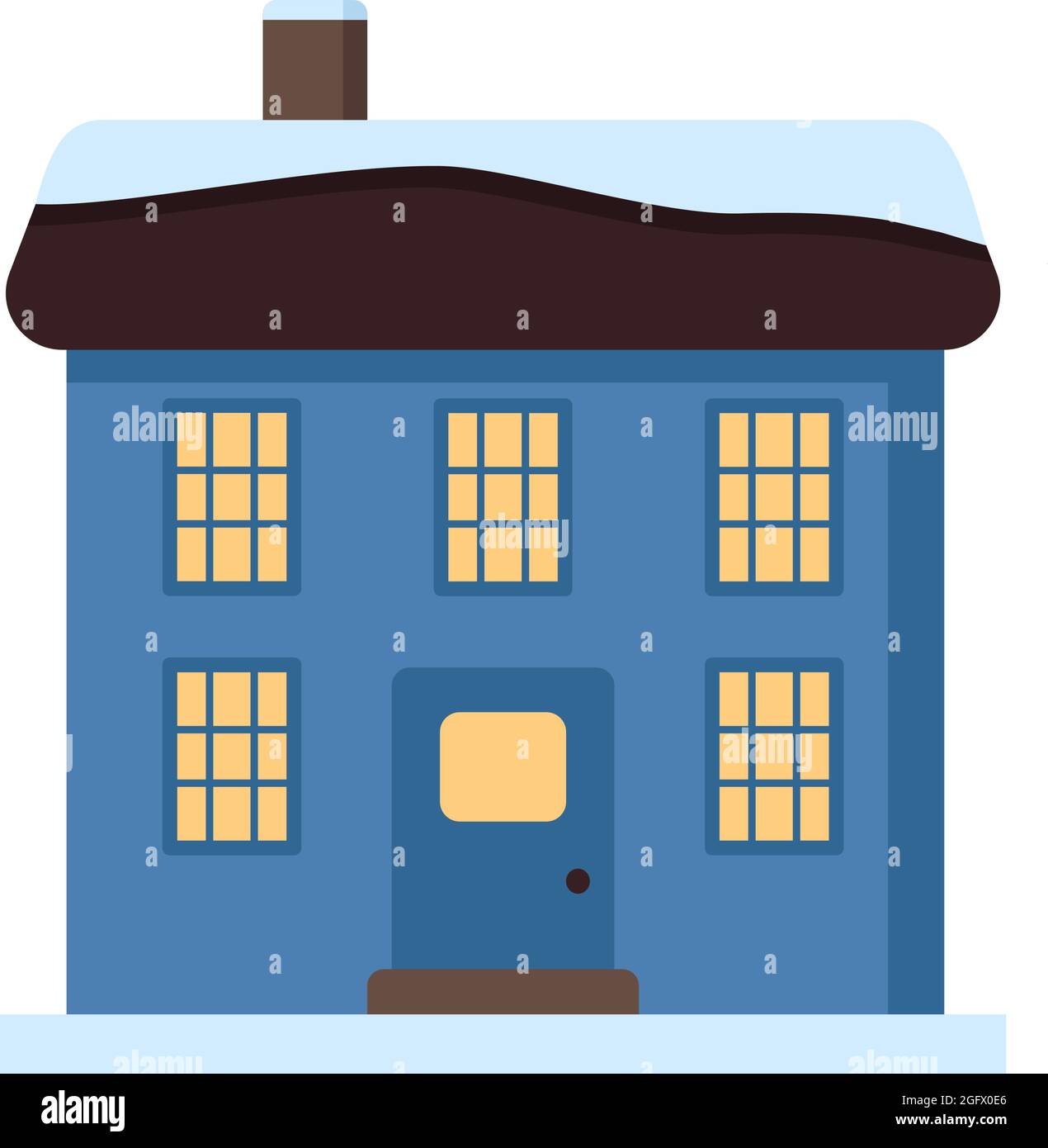 Winter snow scene blue house Cut Out Stock Images & Pictures - Alamy