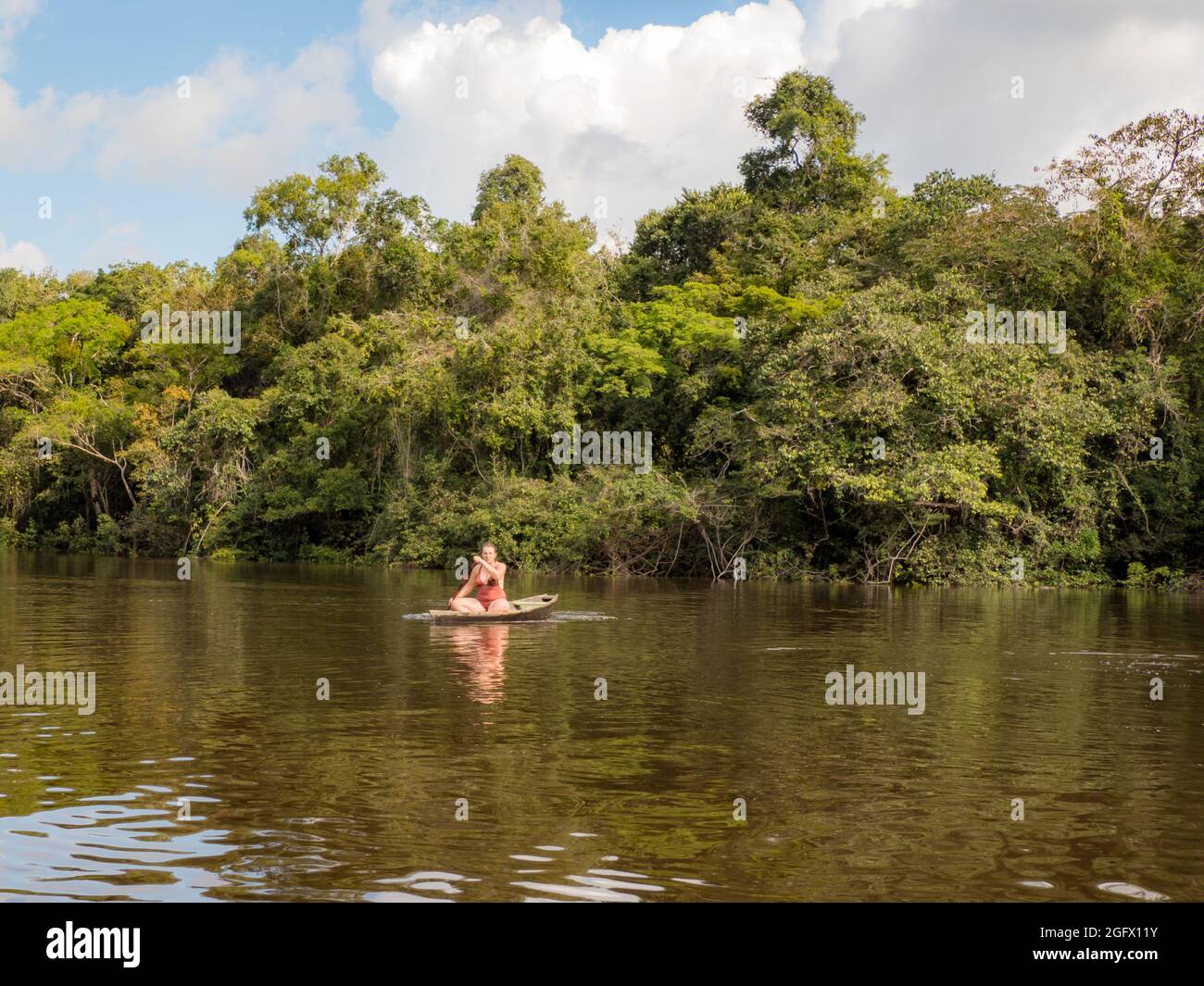 Laguna Onza, Brazil - December 2019: Caucasian woman swimming in the ...