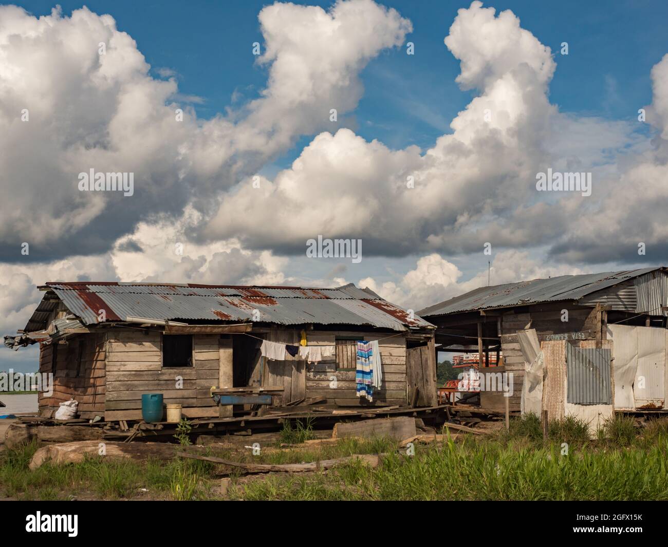 Santa Rosa Peru - Nov 2019: Typical wooden cottage on the floating ...