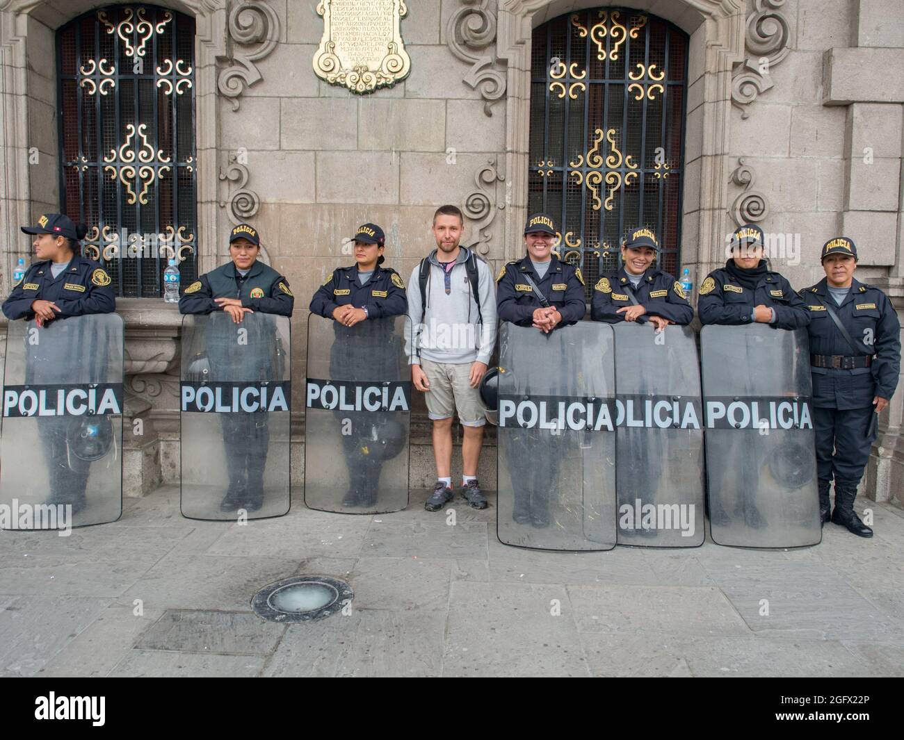 Lima, Peru - Sep, 2017: Group of cheerful policewoman in festive ...