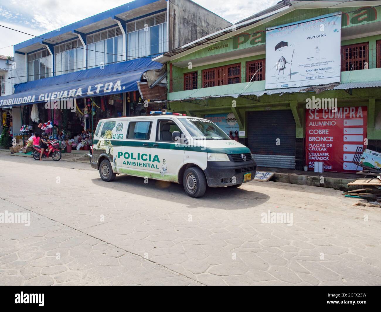 Leticia, Amazonas, Colombia, December 2017: Police car in the street of ...