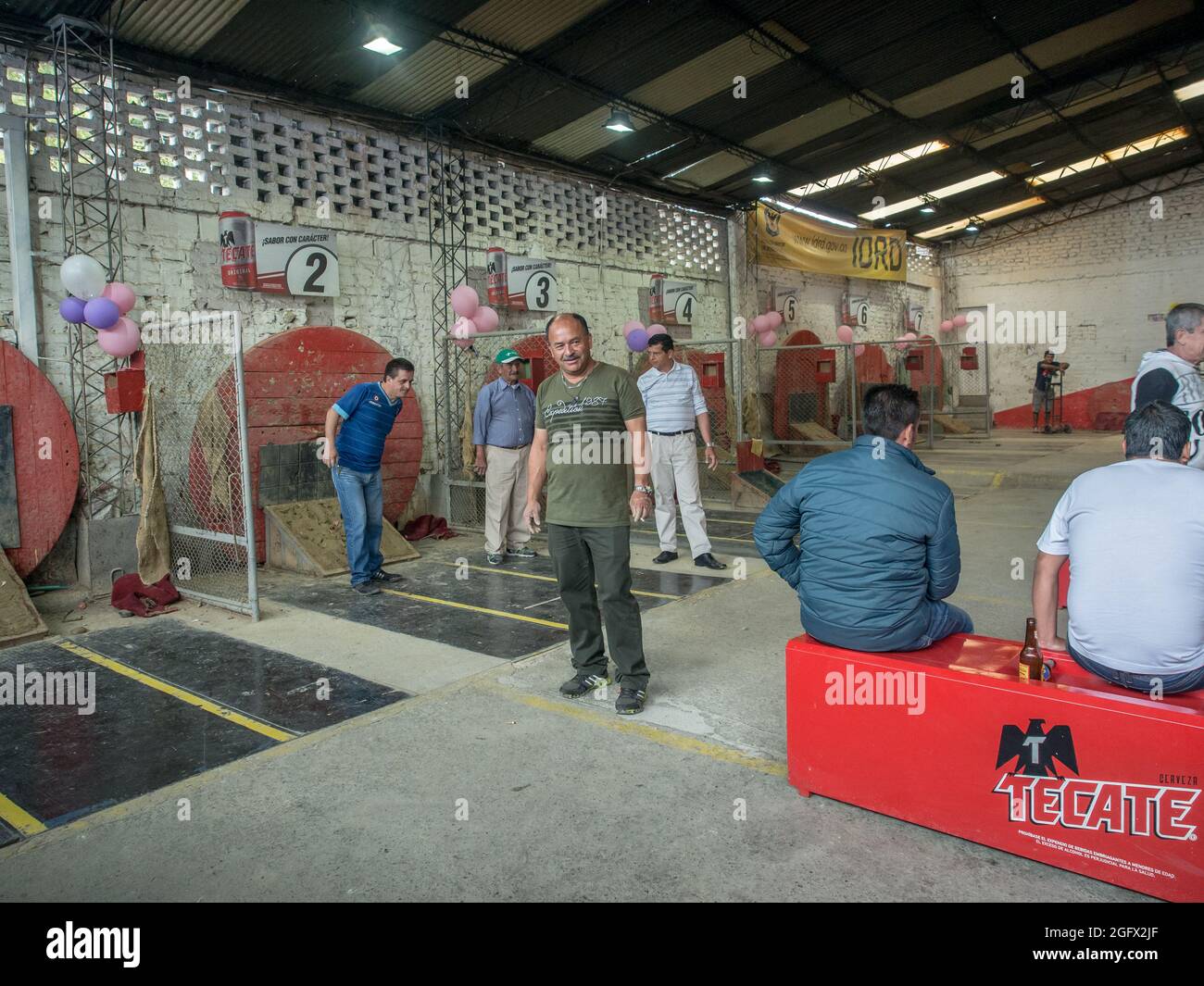 Bogota, Colombia - Septemebr 12, 2019: Colombian men are playing tejo ...