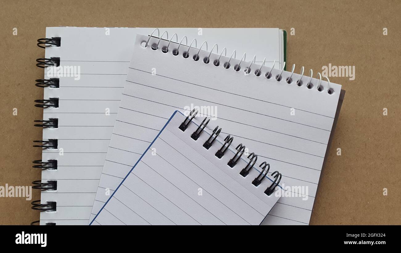Spiral notebooks in close up Stock Photo - Alamy