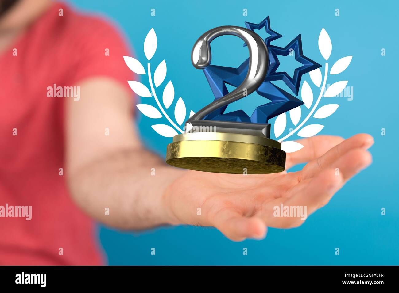 2 ceremony award in hand 3d Stock Photo - Alamy
