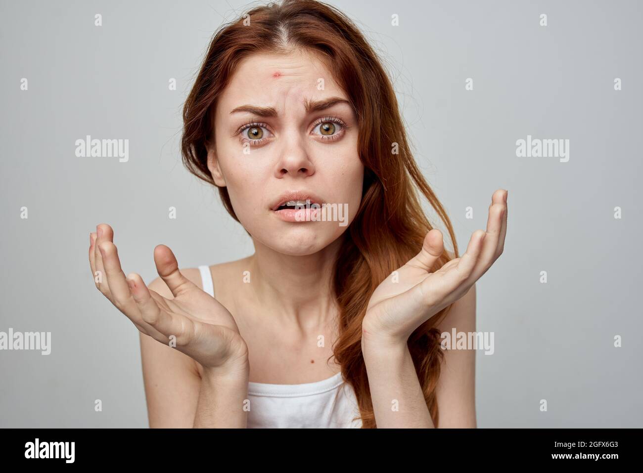 pretty woman hygiene treatment isolated background Stock Photo - Alamy