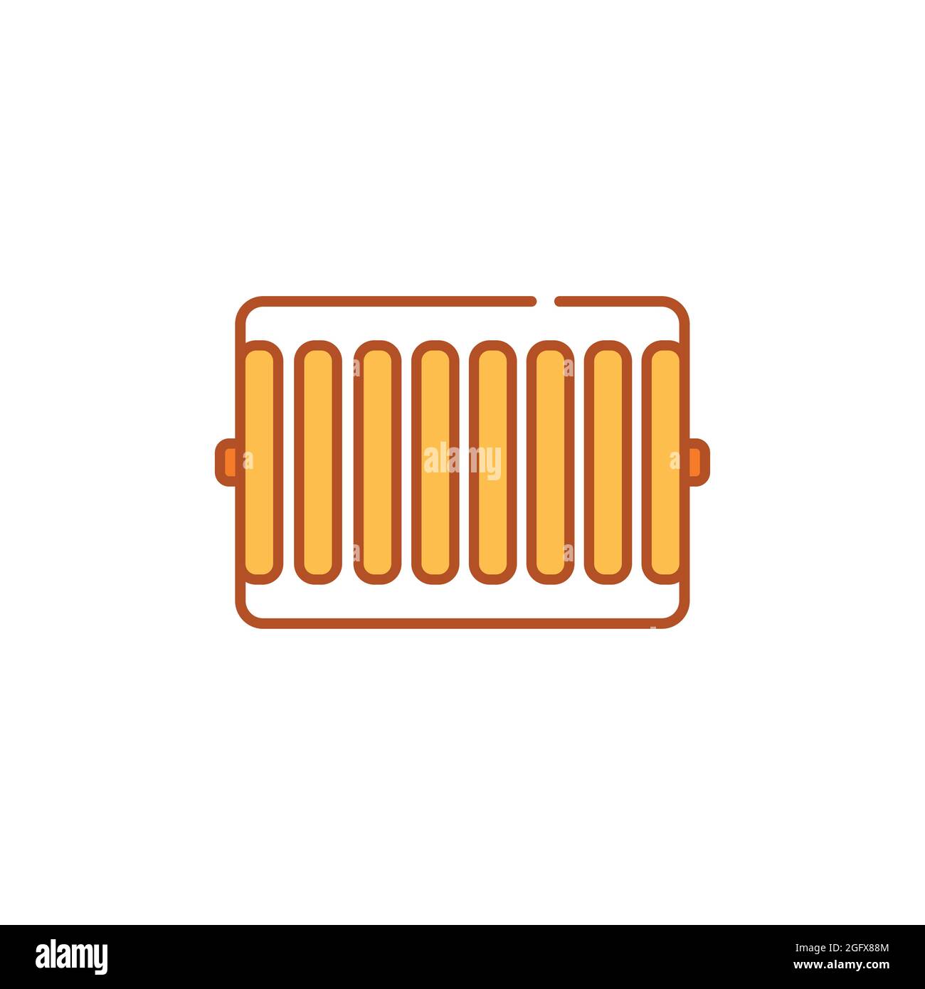 Steel radiators of heating in the house color line icon. Home heating ...