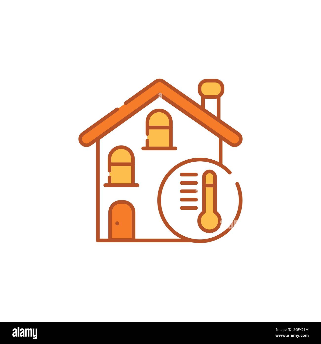 The house is heated color line icon. The temperature in the house ...