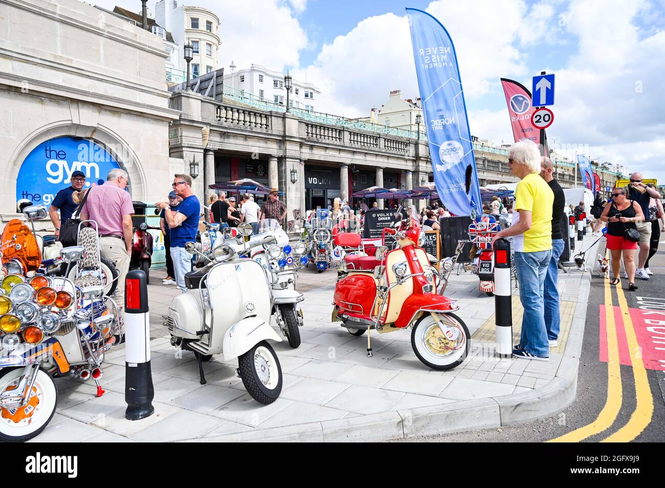 Brighton UK 27th August 2021 - Mods arrive on Brighton seafront for ...