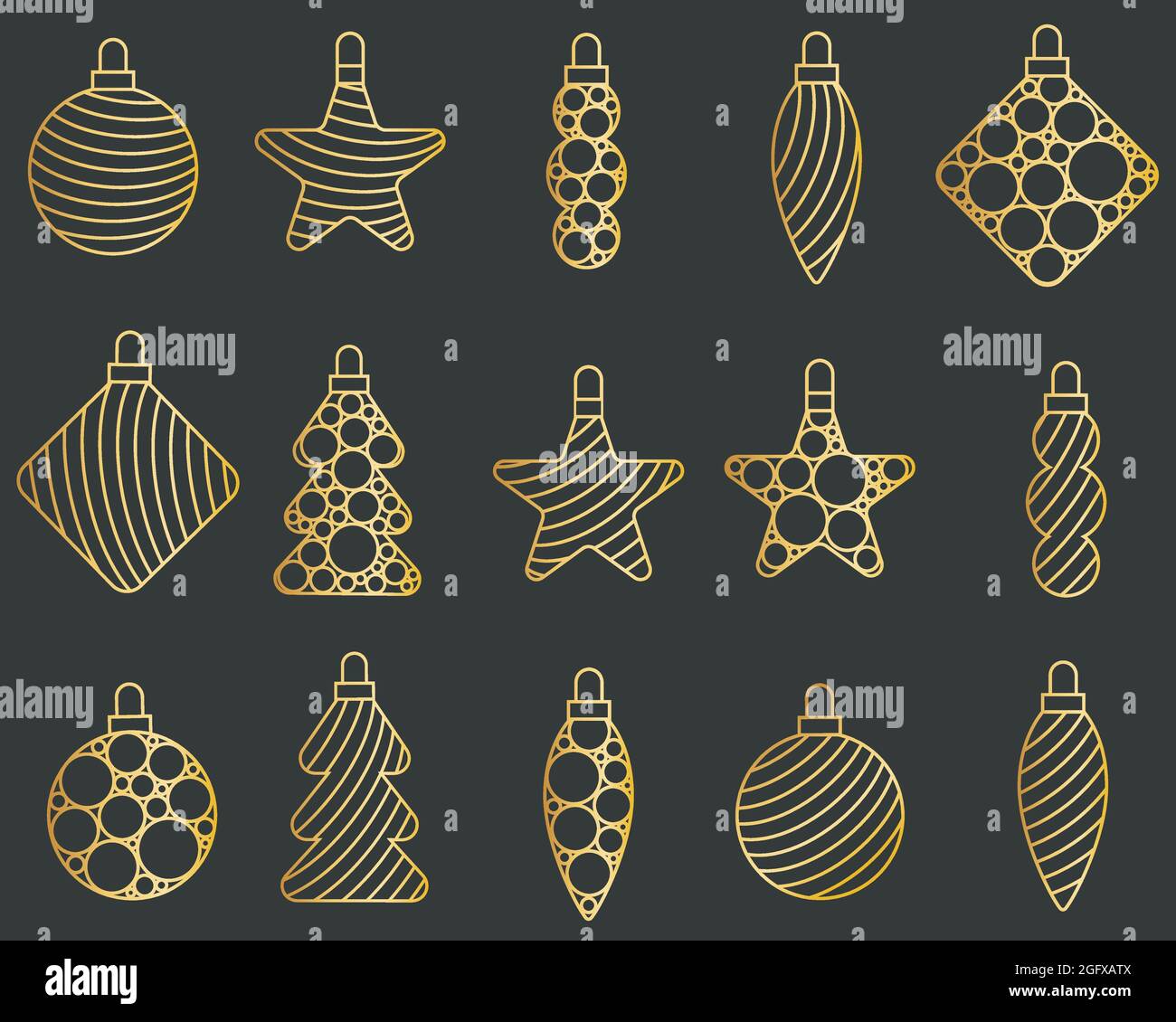 Christmas tree toys golden star Stock Vector Images - Alamy