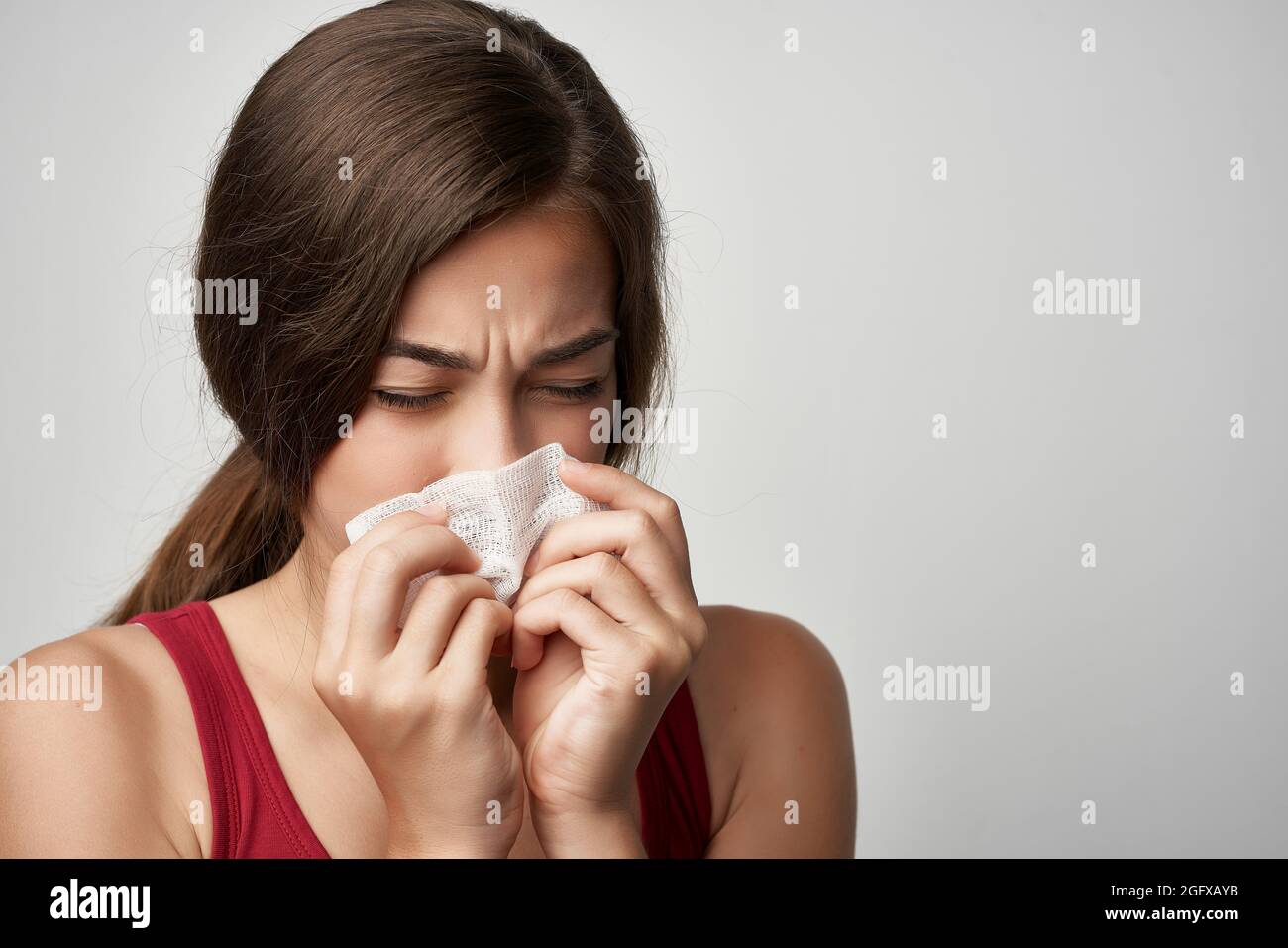 woman with cold health problems allergy infection treatment Stock Photo ...
