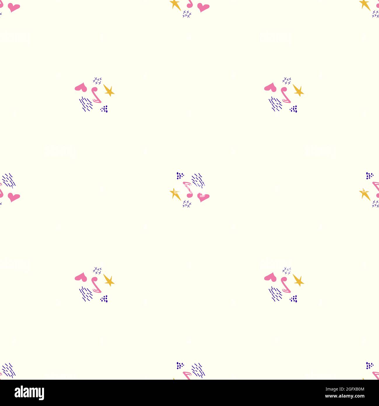 Cartoon cute doodles hand drawn Musical seamless pattern. Colorful ...