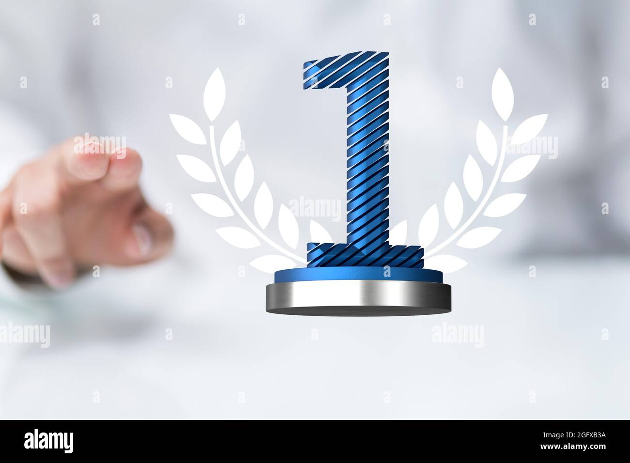 Winner first place award in hand Stock Photo - Alamy