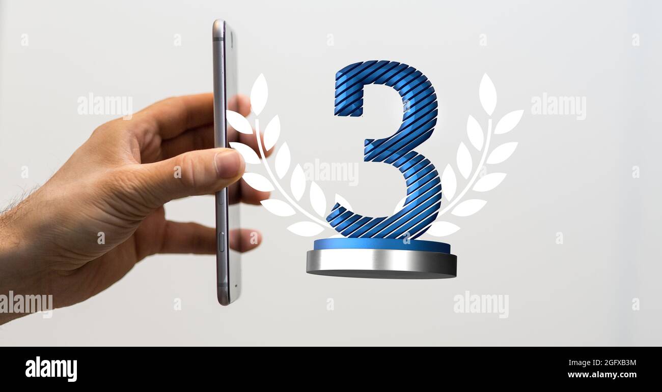 3rd place letter in 3d in hand Stock Photo - Alamy