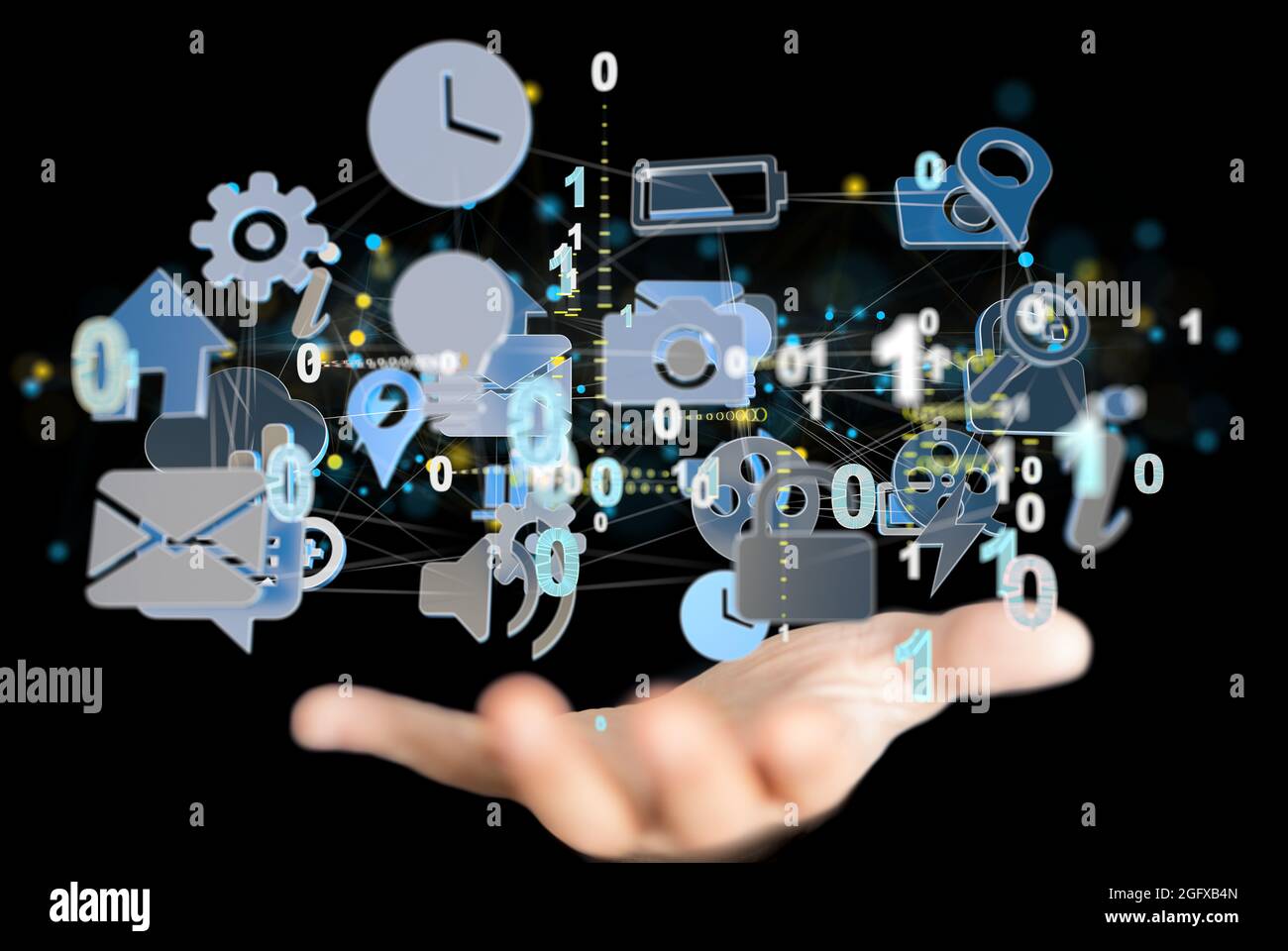 Database data Cloud technology. Integrated digital web concept ...