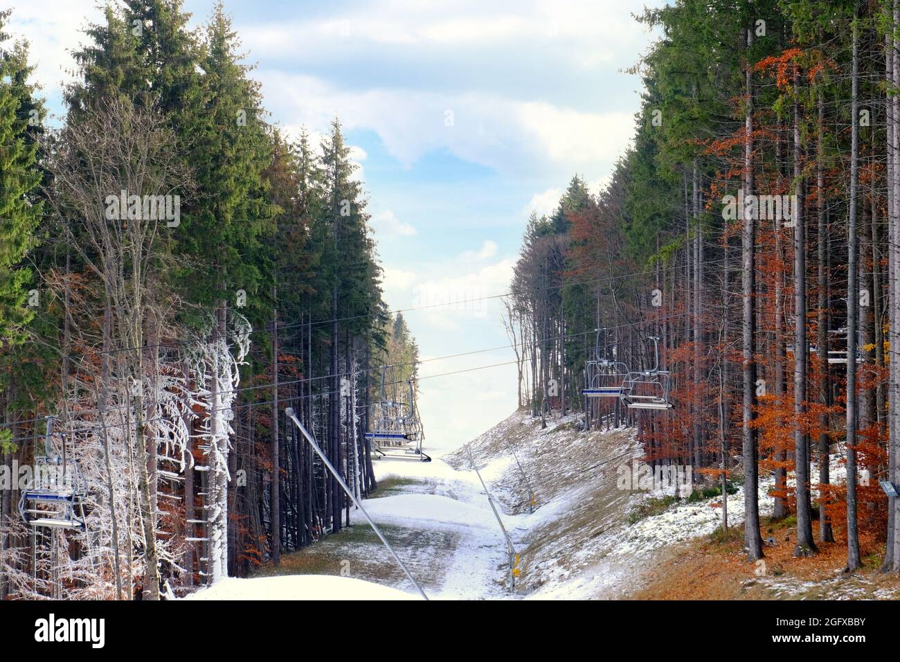 Modern ropeway at resort near forest Stock Photo - Alamy