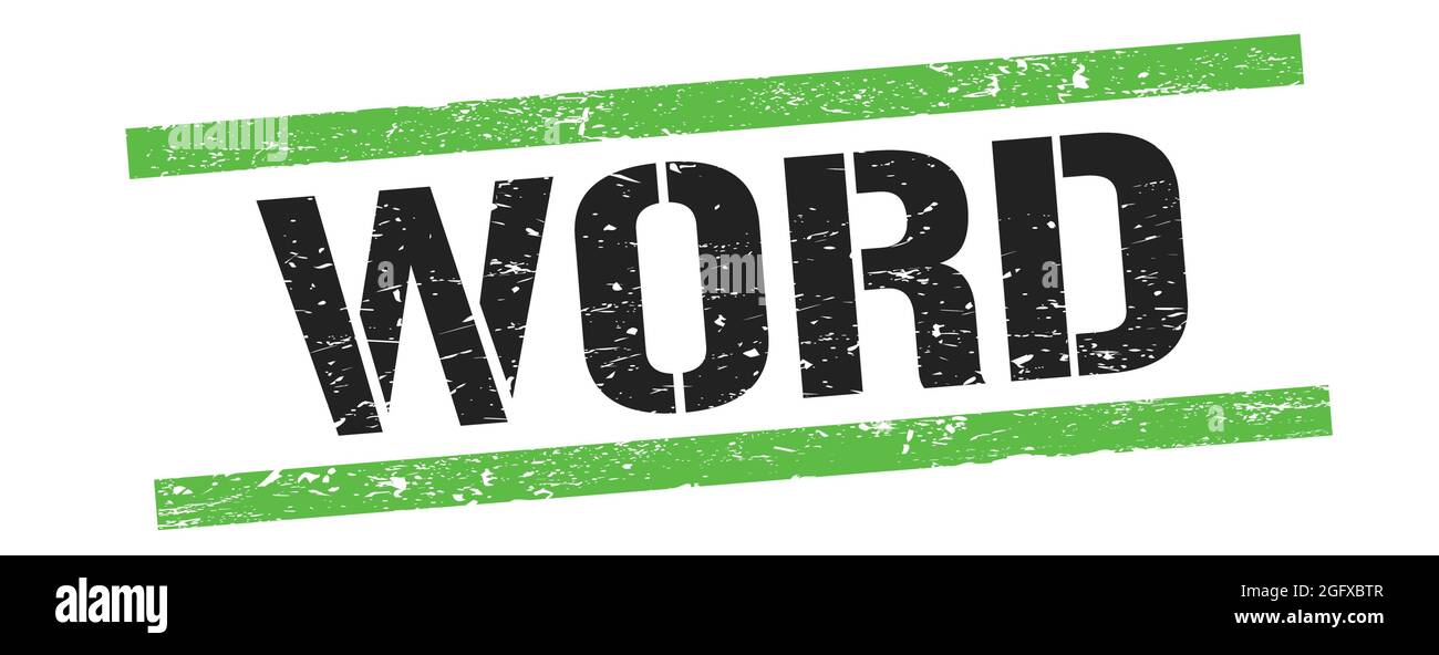 WORD text on black green grungy lines stamp sign Stock Photo - Alamy