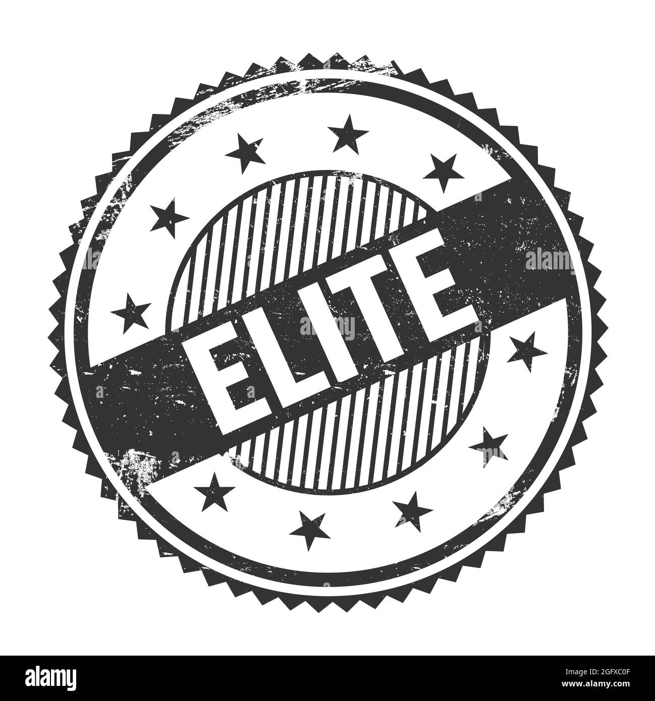 ELITE text written on black grungy zig zag borders round stamp Stock ...