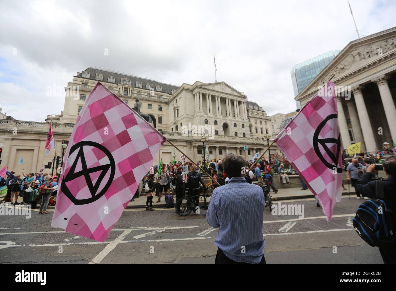 London, England, UK. 27th Aug, 2021. Money Rebellion activists stage a ...