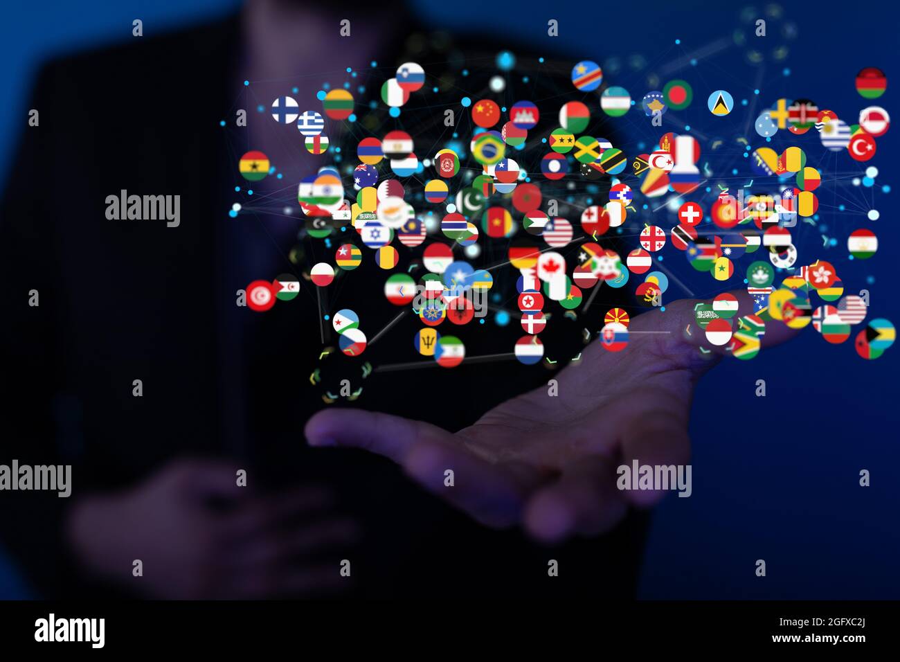 Global communication, international messaging and translation concept ...
