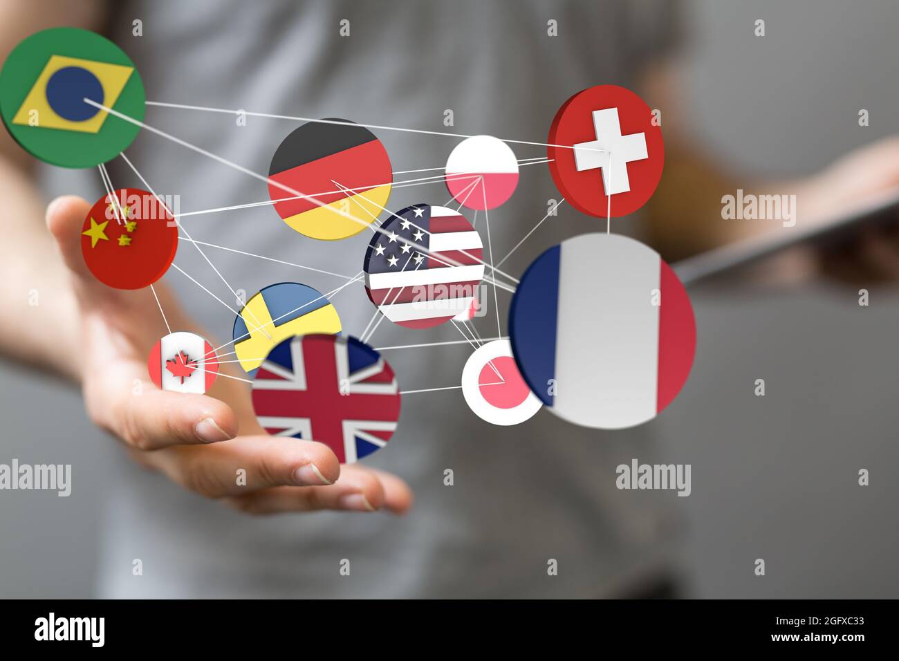 Global communication, international messaging and translation concept ...
